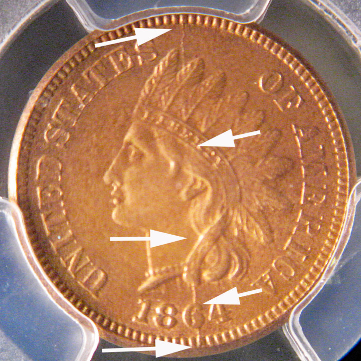 Bisecting Rim to Rim Die Cracks on U. S. Coins : Cuds on Coins